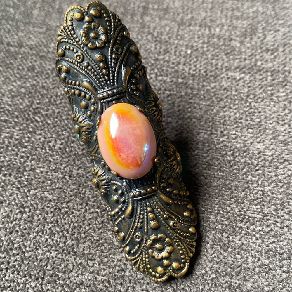 Kim Carpenter Finger Ring With Light Pink/Peach Dome … - Gem